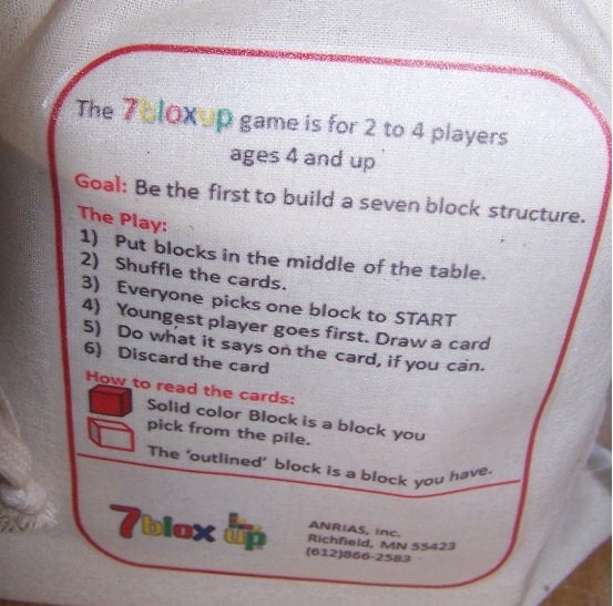 Card Game-7bloxup-wooden Blocks-ages 4 and Up-educational Game Easy to ...