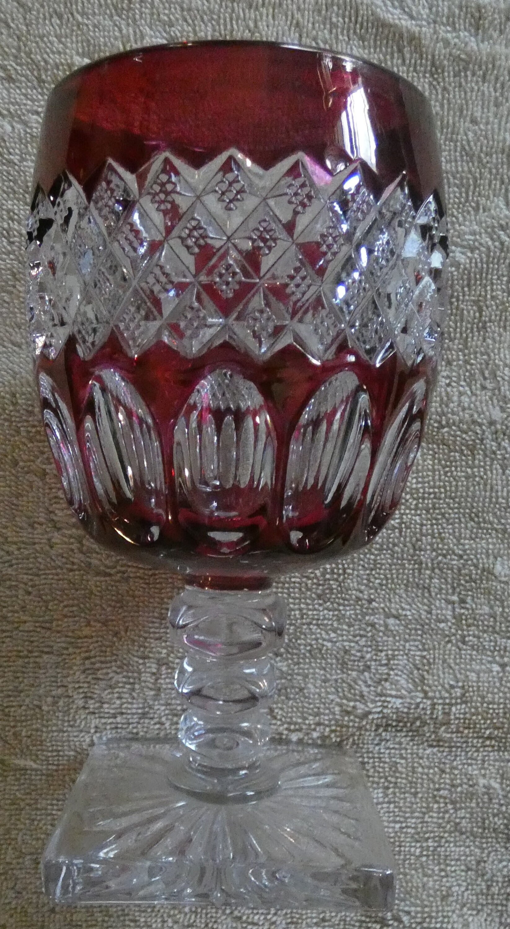 Wine Glass-vintage Red Crystal 12 Oz-stemmed Wine Glass-office Bar - Etsy