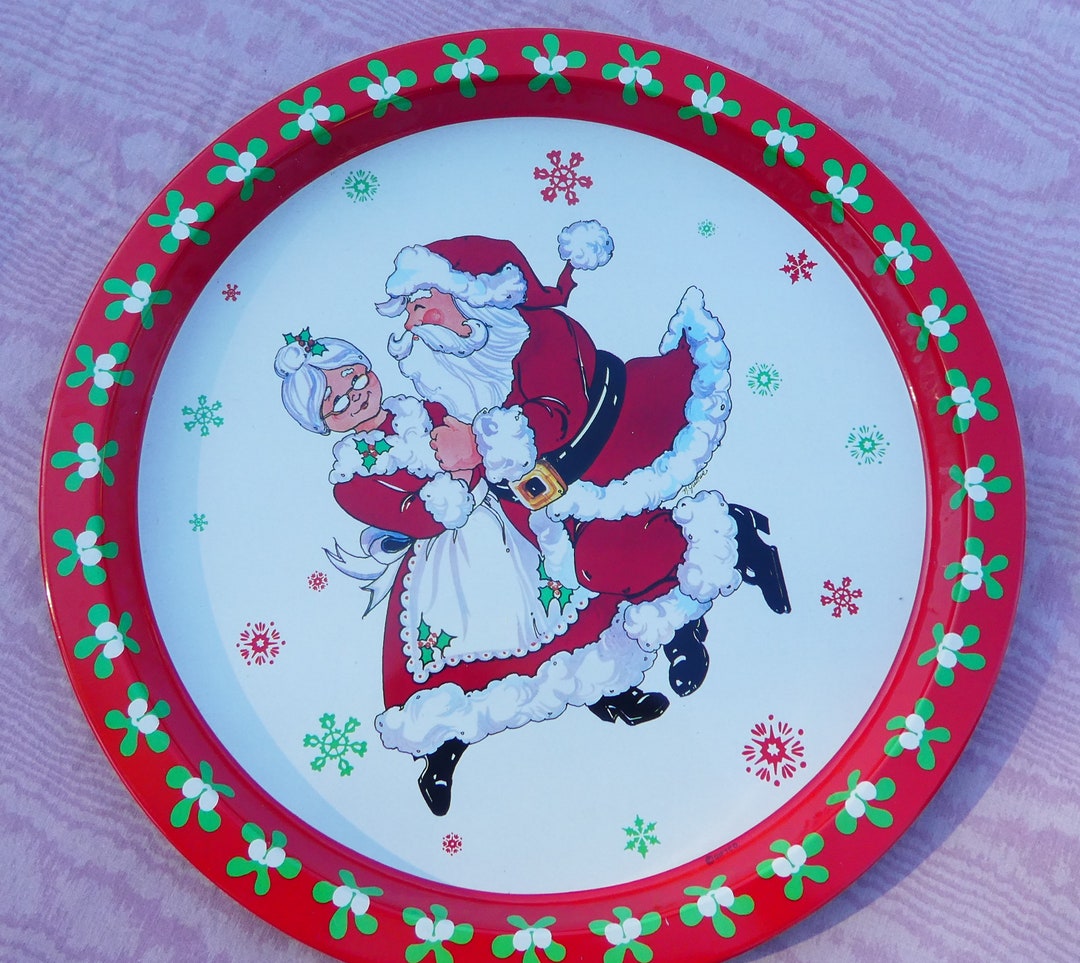 Serving Tray-dancing Santa and Mrs. Claus Design-christmas - Etsy
