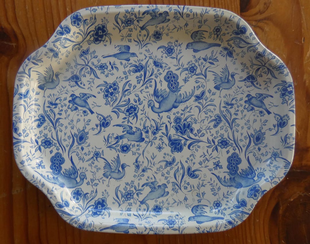 Small Metal Plate-blue Flower Design-vintage- Elite- Made in England ...