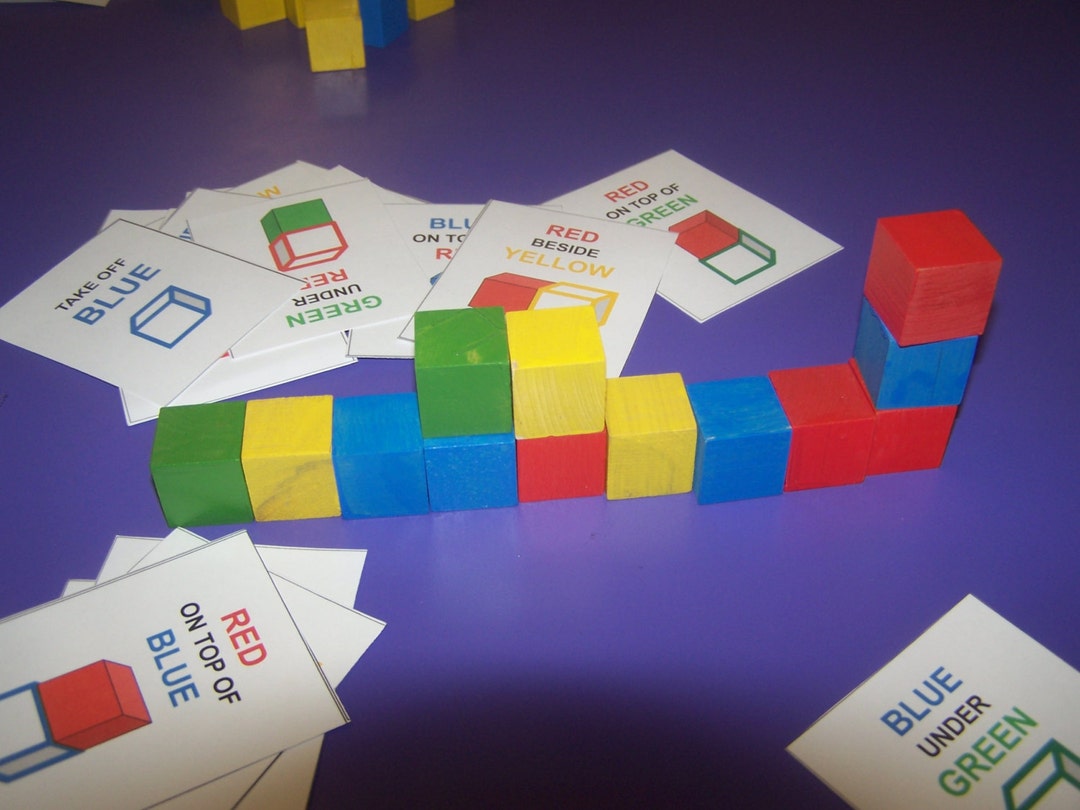 Card Game-7bloxup-wooden Blocks-ages 4 and Up-educational Game- Easy to ...