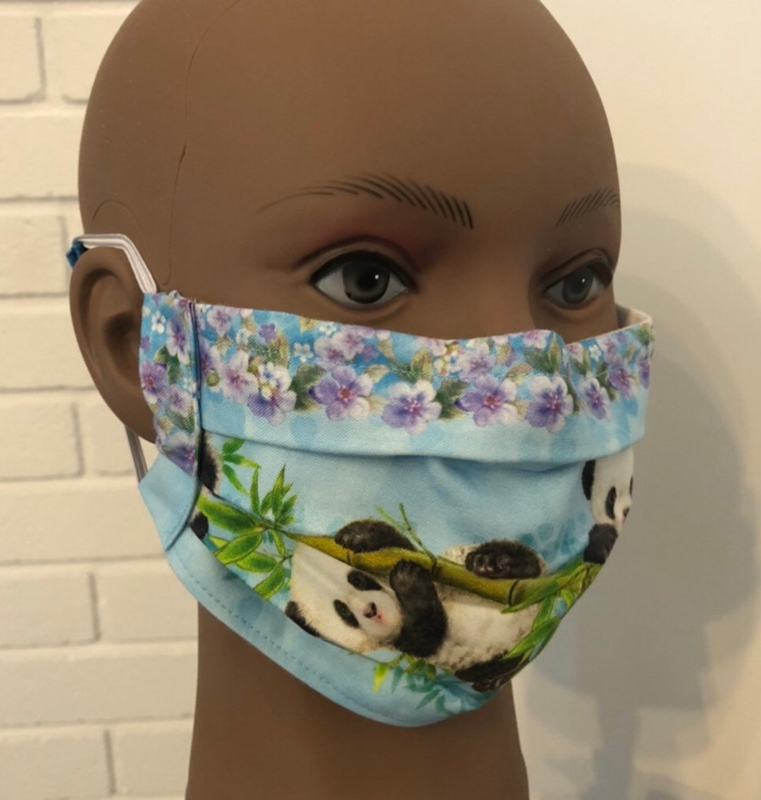 Panda Bears Hanging Around Adult Face Mask With Nose Wire washable ...