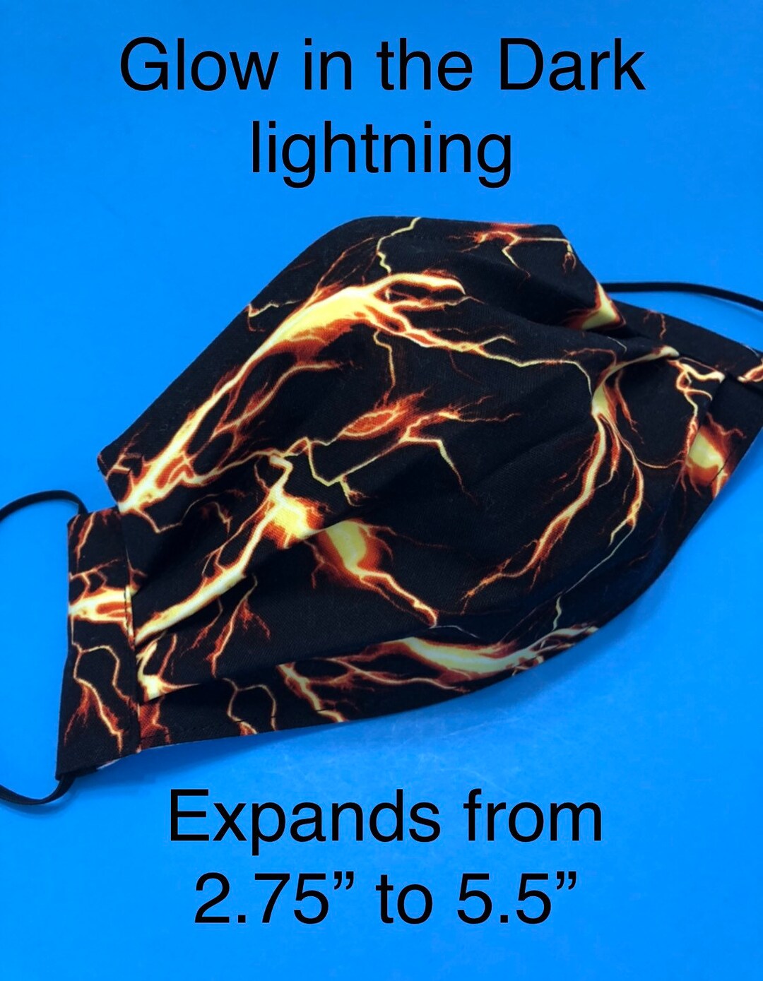 Glow in the Dark Lightning Adult Face Mask With Nose Wire. - Etsy UK