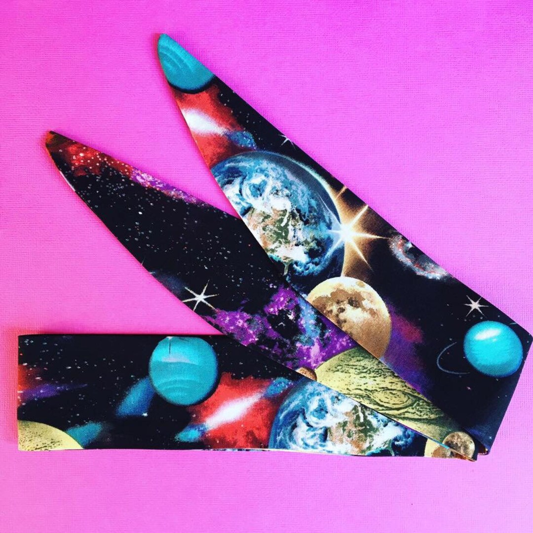 Planets Space Hair Wrap Headband Top Knot Pinup Rockabilly Earth Saturn ...