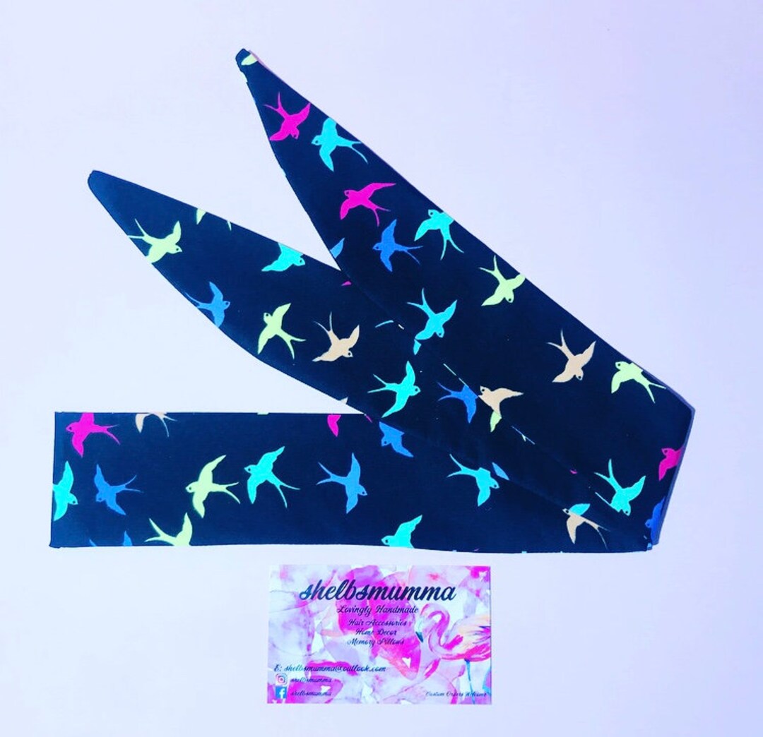 Rainbow Birds Hair Wrap Headband Topknot Scarf Bandana Rockabilly Pinup ...