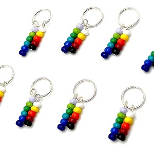 8 Cute Colorful Rainbow Seed Beads Festival Rave Hair Rings for Braids ...