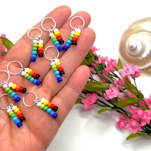 8 Cute Colorful Rainbow Seed Beads Festival Rave Hair Rings for Braids ...