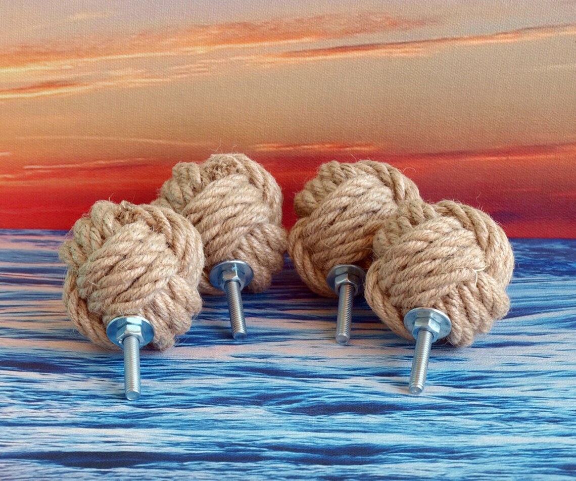 Set of 12 Nautical Rope Ball,nautical Drawer Pulls, Drawer Pull or ...