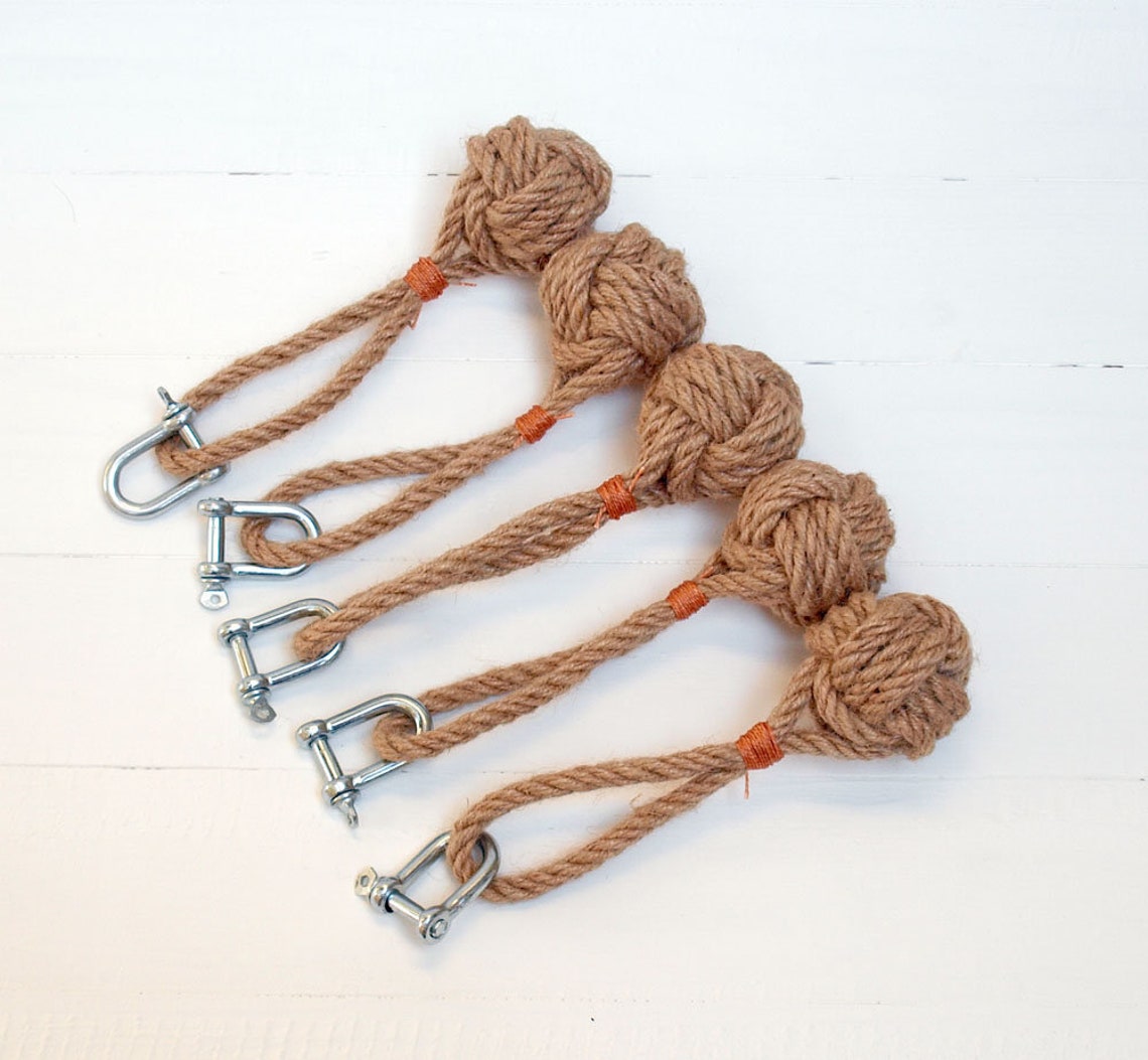 10 Pcs Monkey Fist Knot Keychain, Nautical Knot Keychain,handmade of ...