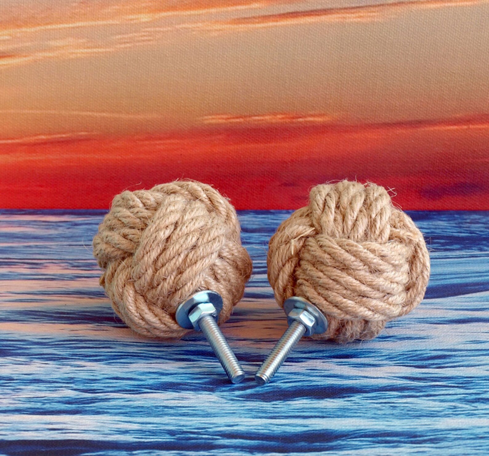 Set of 12 Nautical Rope Ball,nautical Drawer Pulls, Drawer Pull or ...