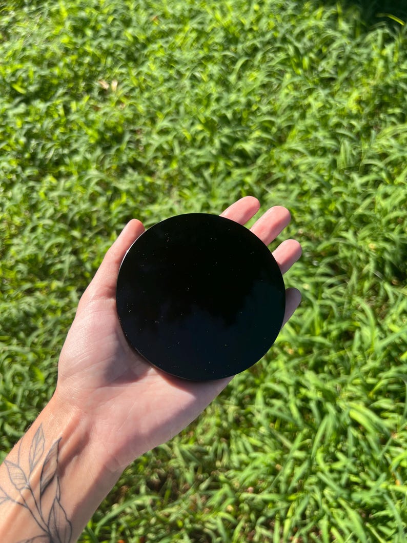 Black Obsidian Scrying Mirror With Stand Protective Divination Tools ...