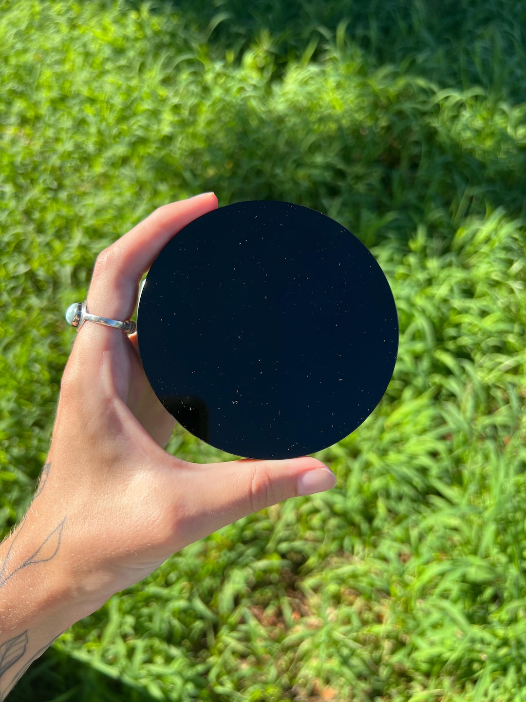 Black Obsidian Scrying Mirror With Stand | Protective Divination Tools ...