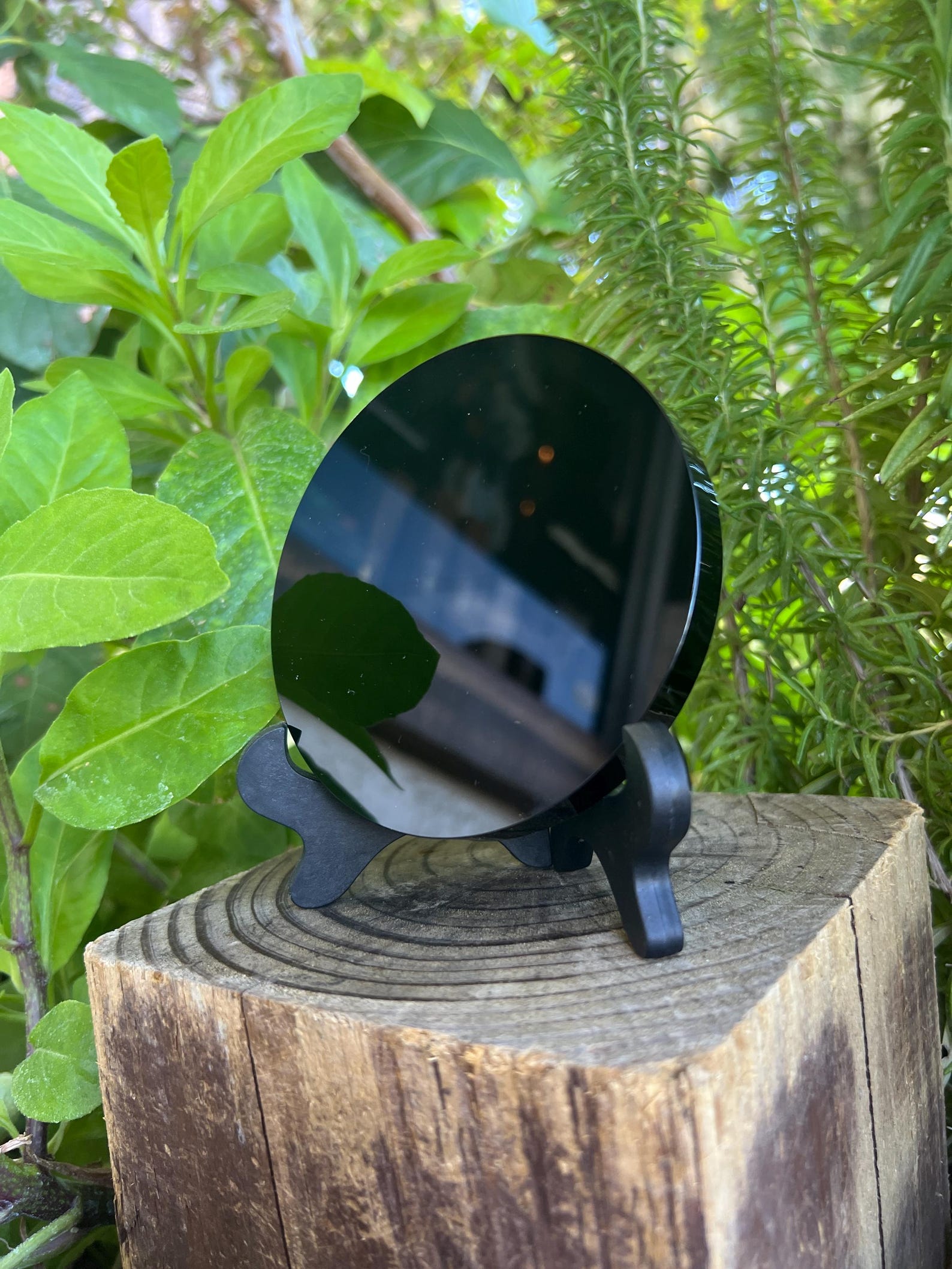 Black Obsidian Scrying Mirror With Stand Protective Divination Tools ...