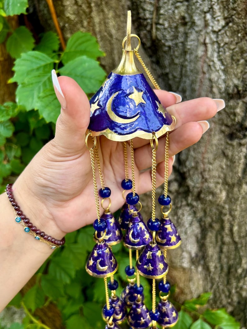 Celestial Wind Chimes: Moon & Star Bells, Boho Spiritual Decor - Etsy
