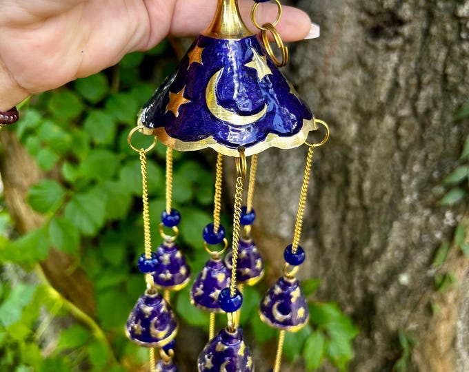 Celestial Wind Chimes: Moon & Star Bells, Boho Spiritual Decor - Etsy