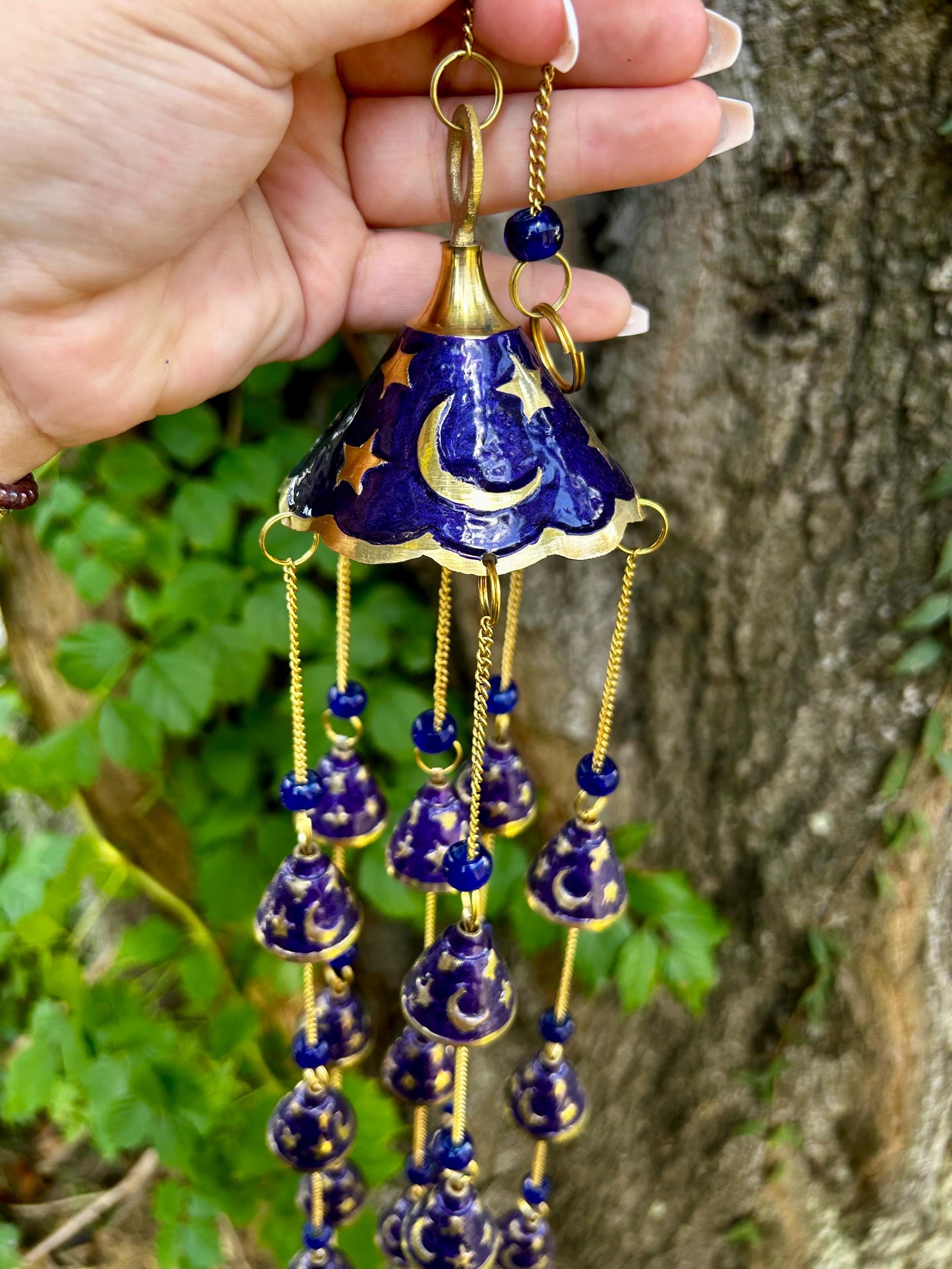 Celestial Wind Chimes: Moon & Star Bells, Boho Spiritual Decor - Etsy