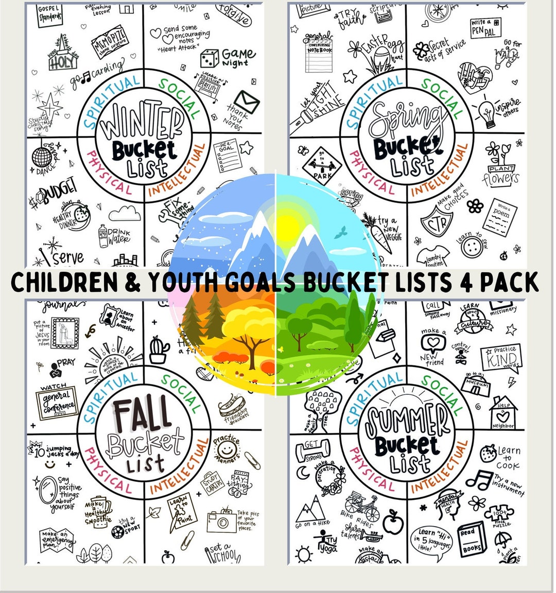 Children and Youth Goals Bucket List- 4 Seasons Pack - Etsy