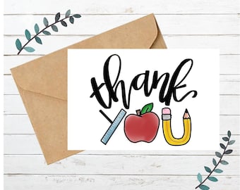 Printable Thank You Card | Apple Teacher Appreciation Thank You ...