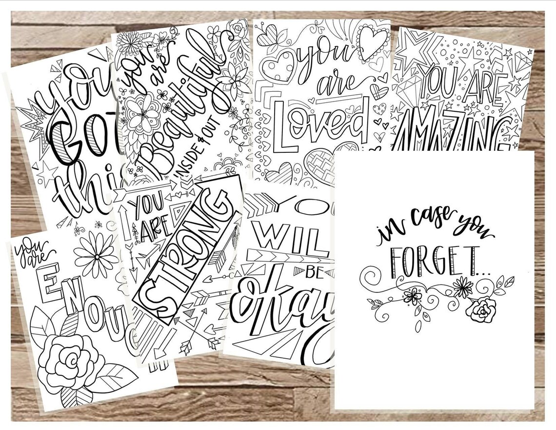 Positive Affirmations Coloring Pages in Case You Forget | Etsy