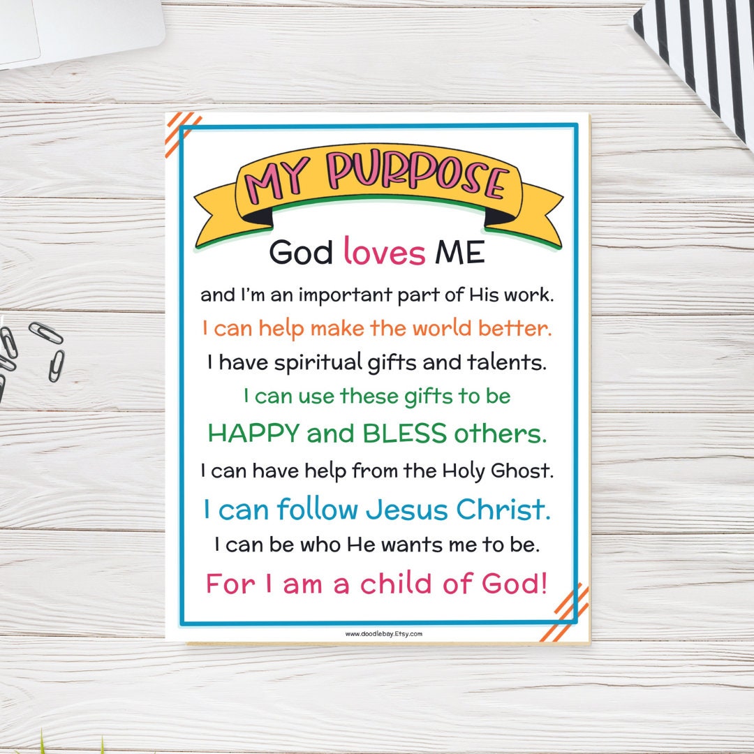 My Purpose- LDS Children and Youth Personal Development Printable ...