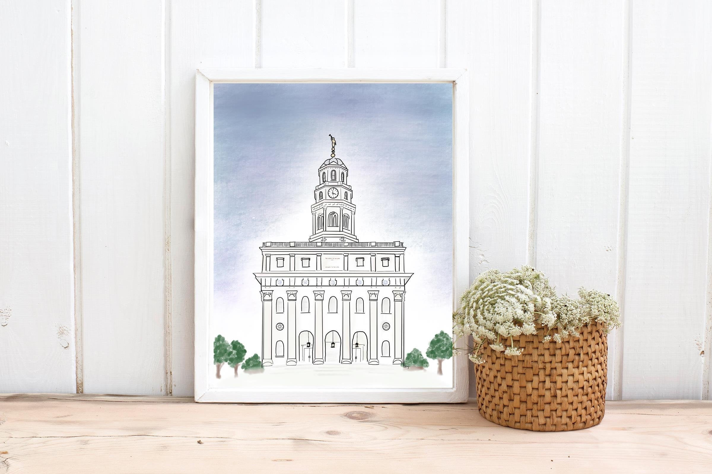 Nauvoo Temple Watercolor Drawing - Etsy