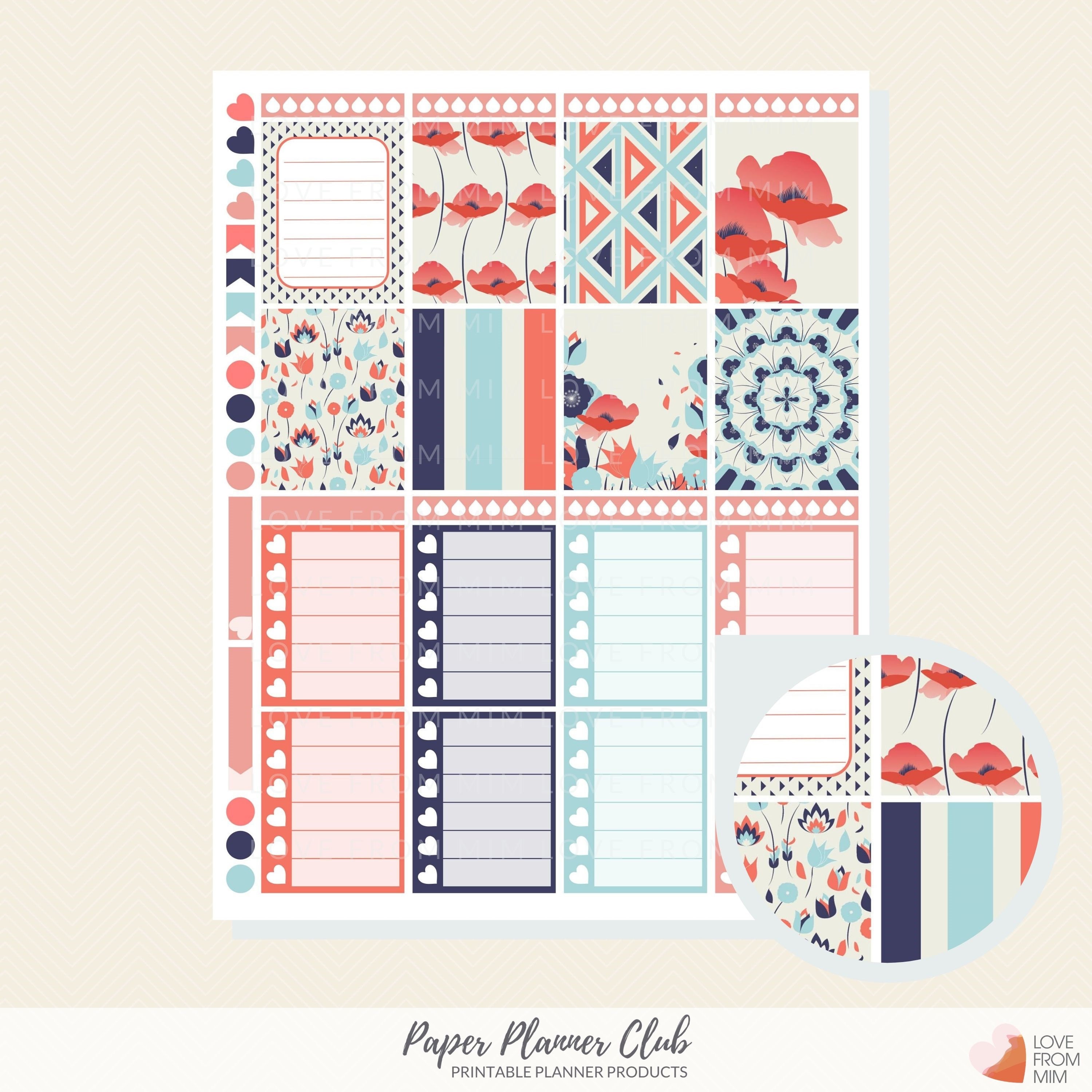 PRINTABLE FLOWERS Planner Stickers Erin Condren Vertical - Etsy