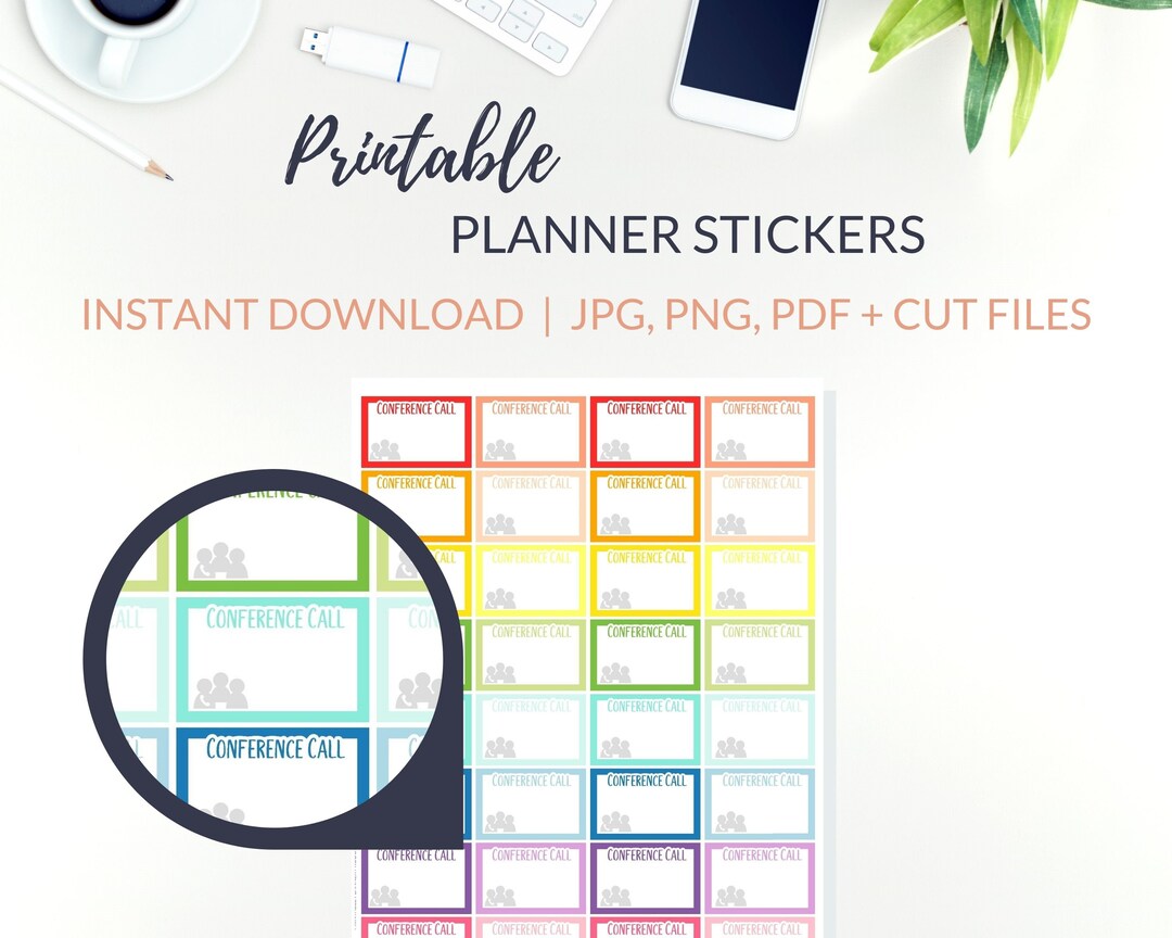 CONFERENCE CALL Stickers, Cut Files, Conference Call Planner Stickers ...