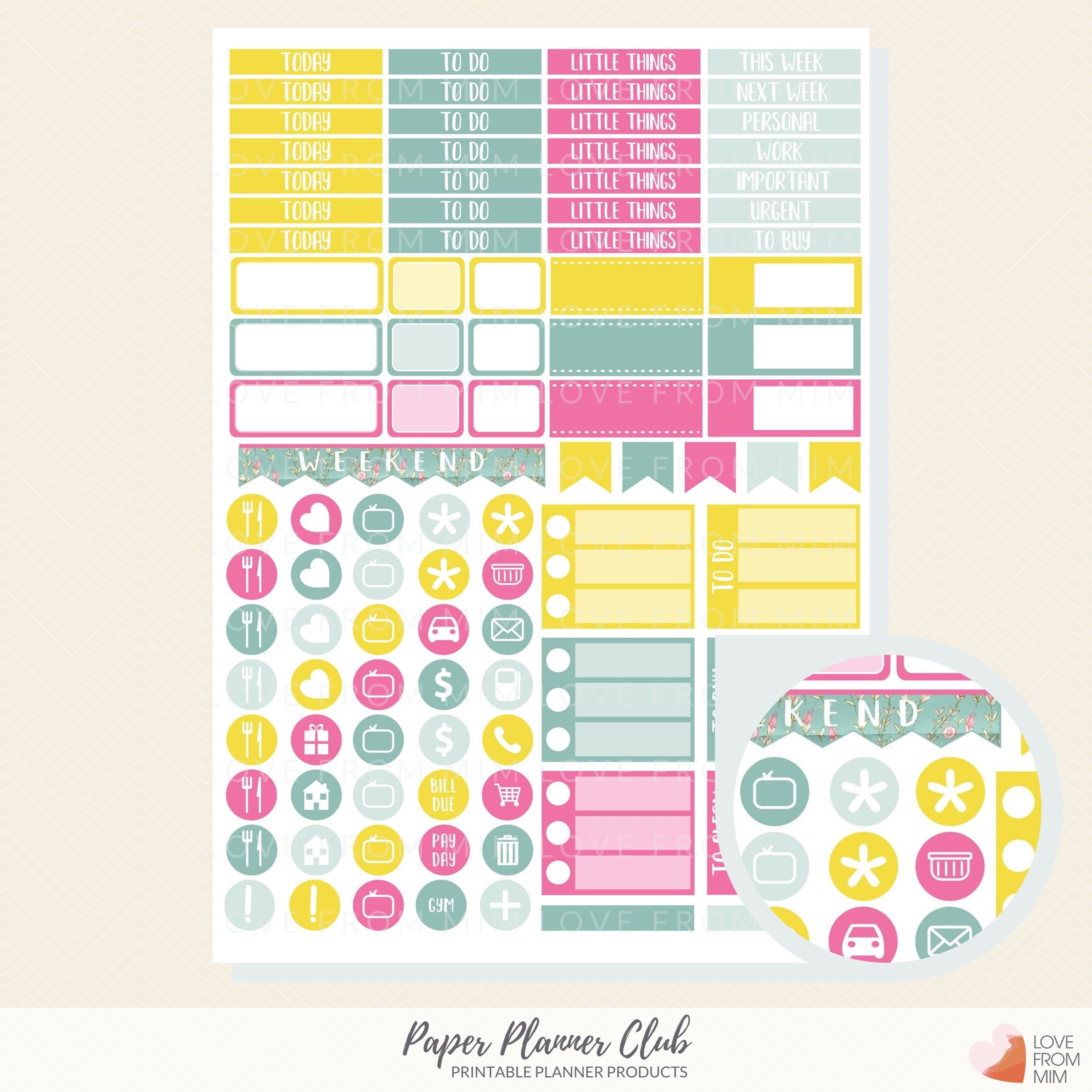 PRINTABLE SUNSHINE Planner Stickers Weekly Planner Kit | Etsy