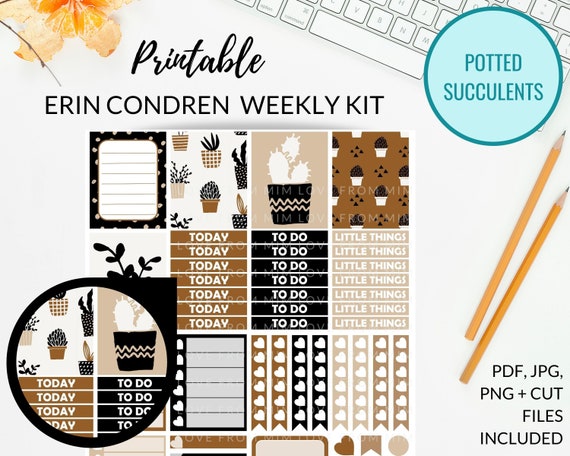PRINTABLE SUCCULENTS Planner Stickers Plants Weekly Planner - Etsy