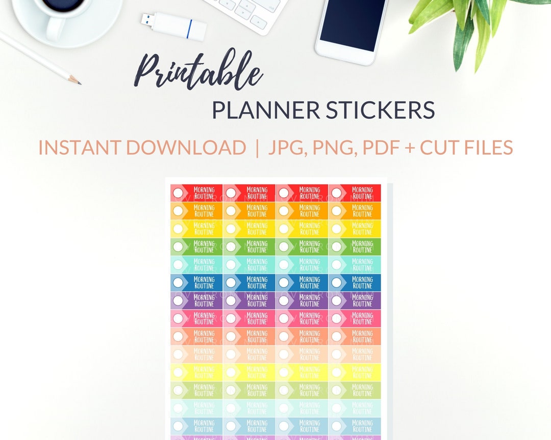 MORNING ROUTINE Printable Stickers PDF, Am Routine for Habit Tracking ...