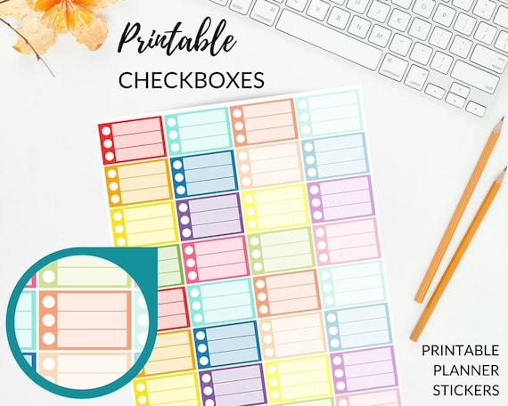 CHECK BOX Printable Planner Stickers Cut Files Printable | Etsy