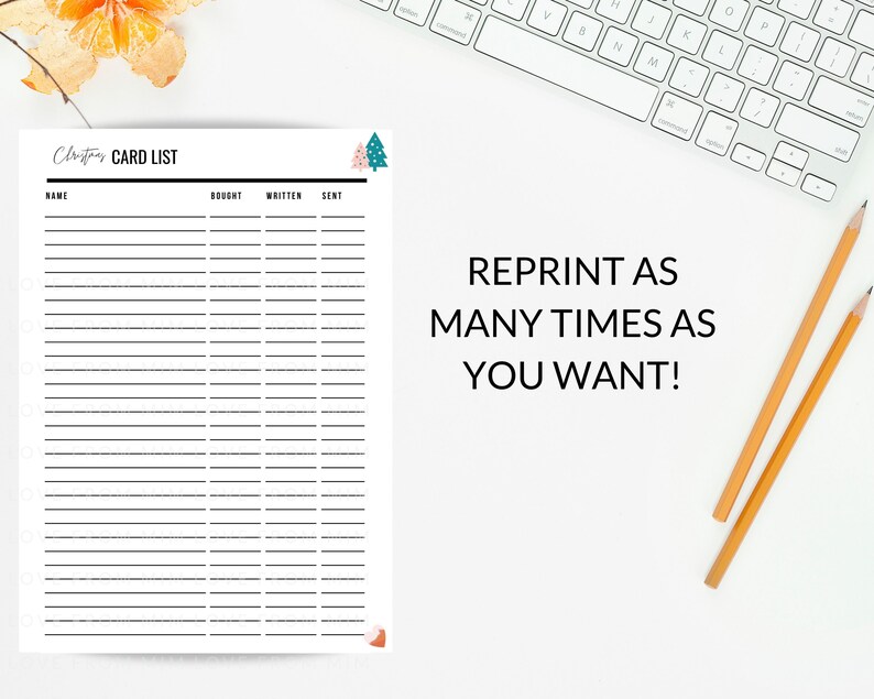 Printable Christmas CARD LIST Planner Insert Christmas Card - Etsy Canada