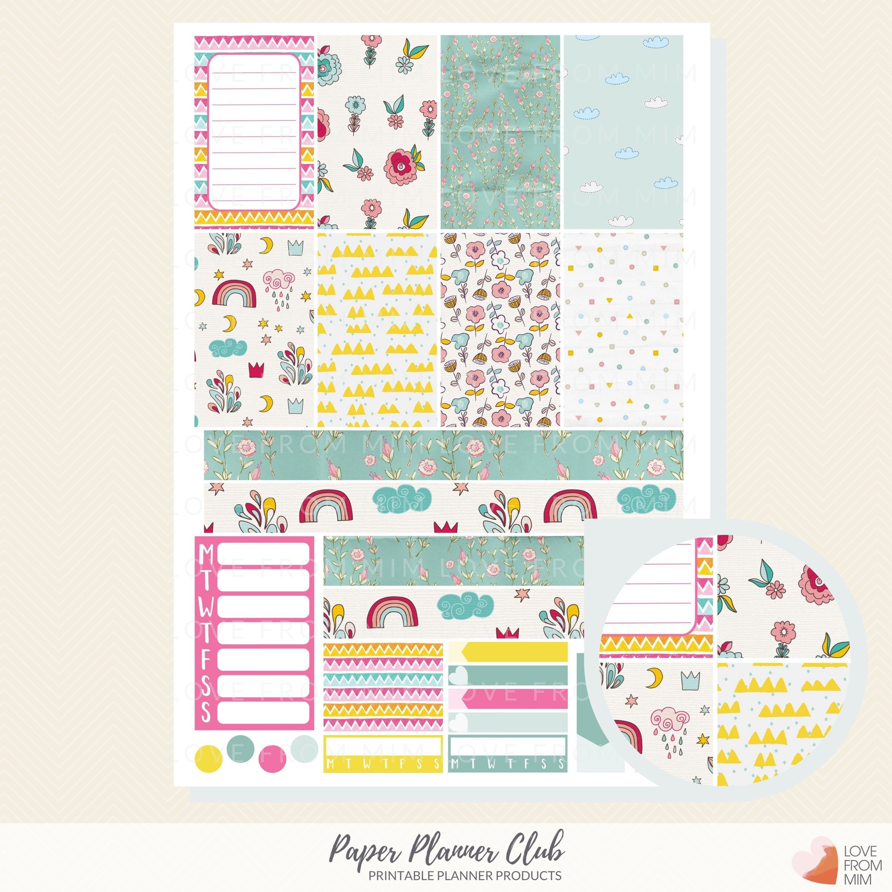 Cloud & Sunshine Mini Vertical Weekly Sticker Kit Paper & Party ...