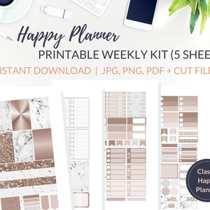 PRINTABLE ROSE Gold Planner Stickers Weekly Planner Kit | Etsy