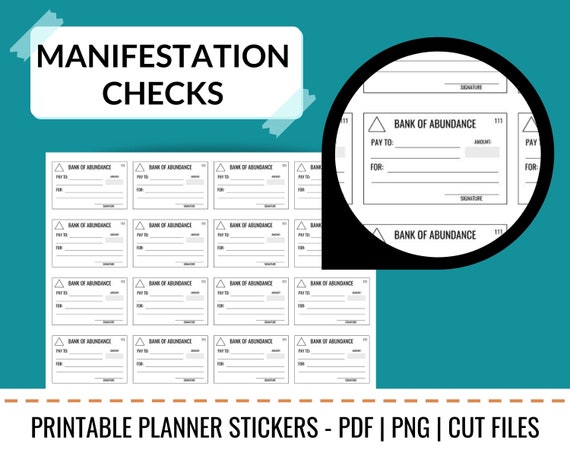 Printable MANIFESTATION CHECK Sticker Manifesting Cheque - Etsy