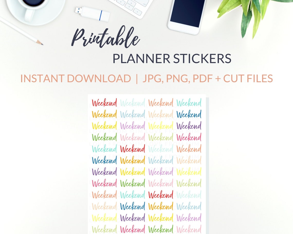 WEEKEND BANNER Printable Stickers PDF Weekend Stickers for | Etsy