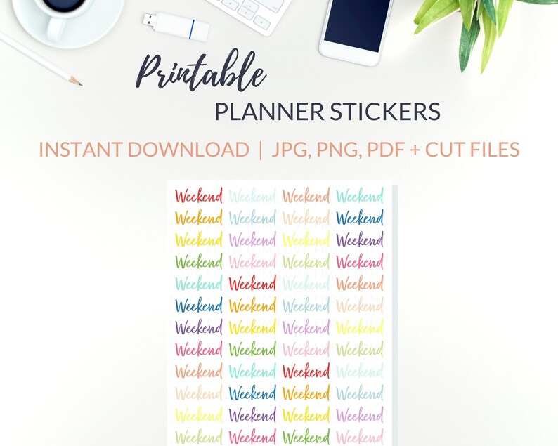 WEEKEND BANNER Printable Stickers PDF Weekend Stickers for - Etsy