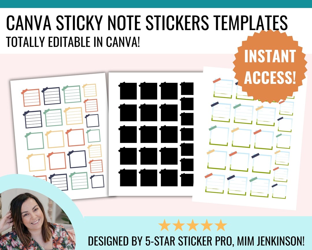 CANVA Sticky Notes Template Editable Planner Sticker - Etsy