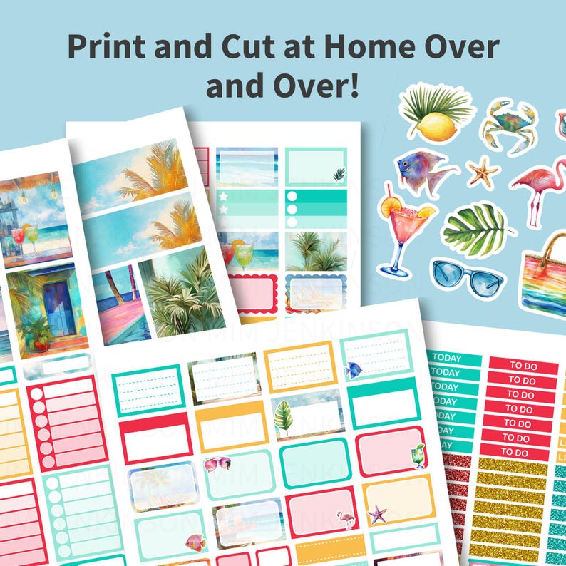 BEACH Printable Planner Stickers, Weekly Planners Kit Erin Condren ...
