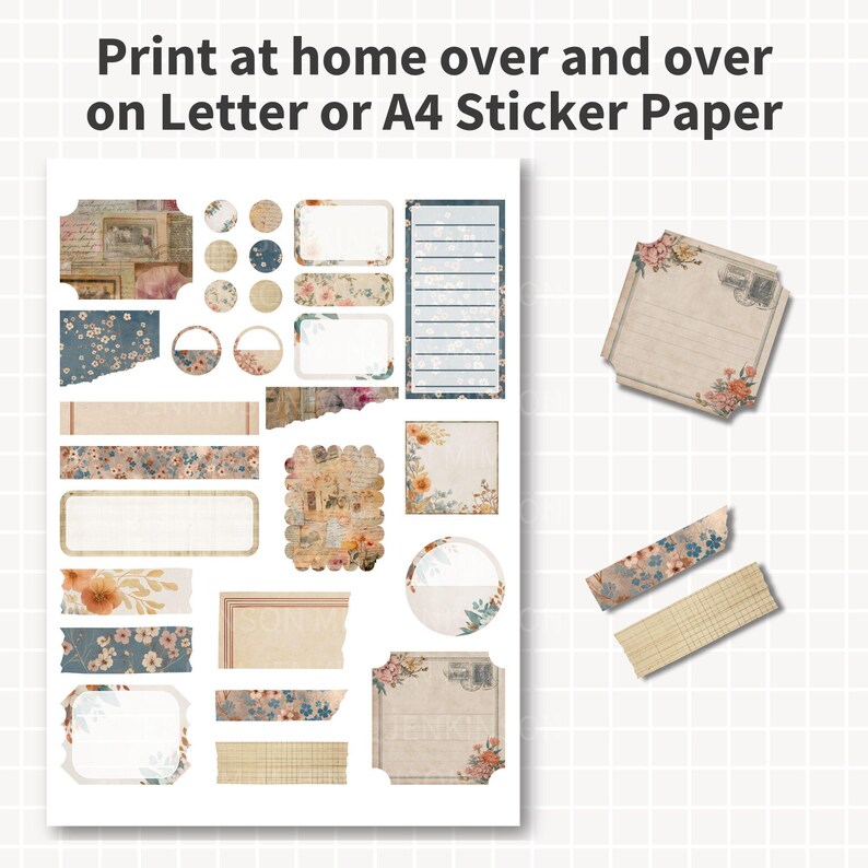 JUNK JOURNAL Scrapbook Printable Planner Stickers, Decorative ...