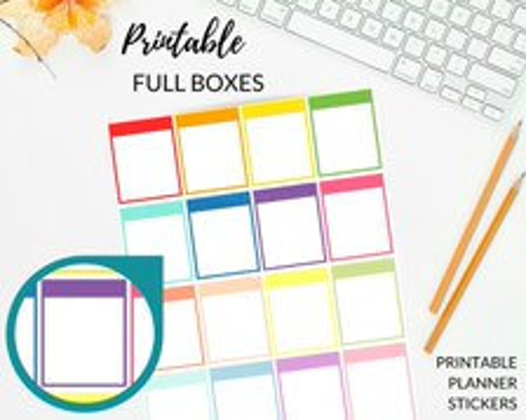 FULL BOX Printable Planner Stickers Cut Files Printable Full Box EC ...