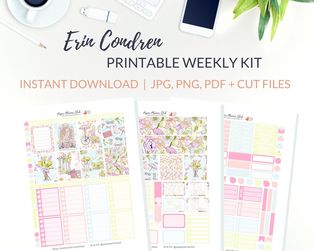 PRINTABLE SPRING Planner Stickers, Spring Printable Planner Stickers ...