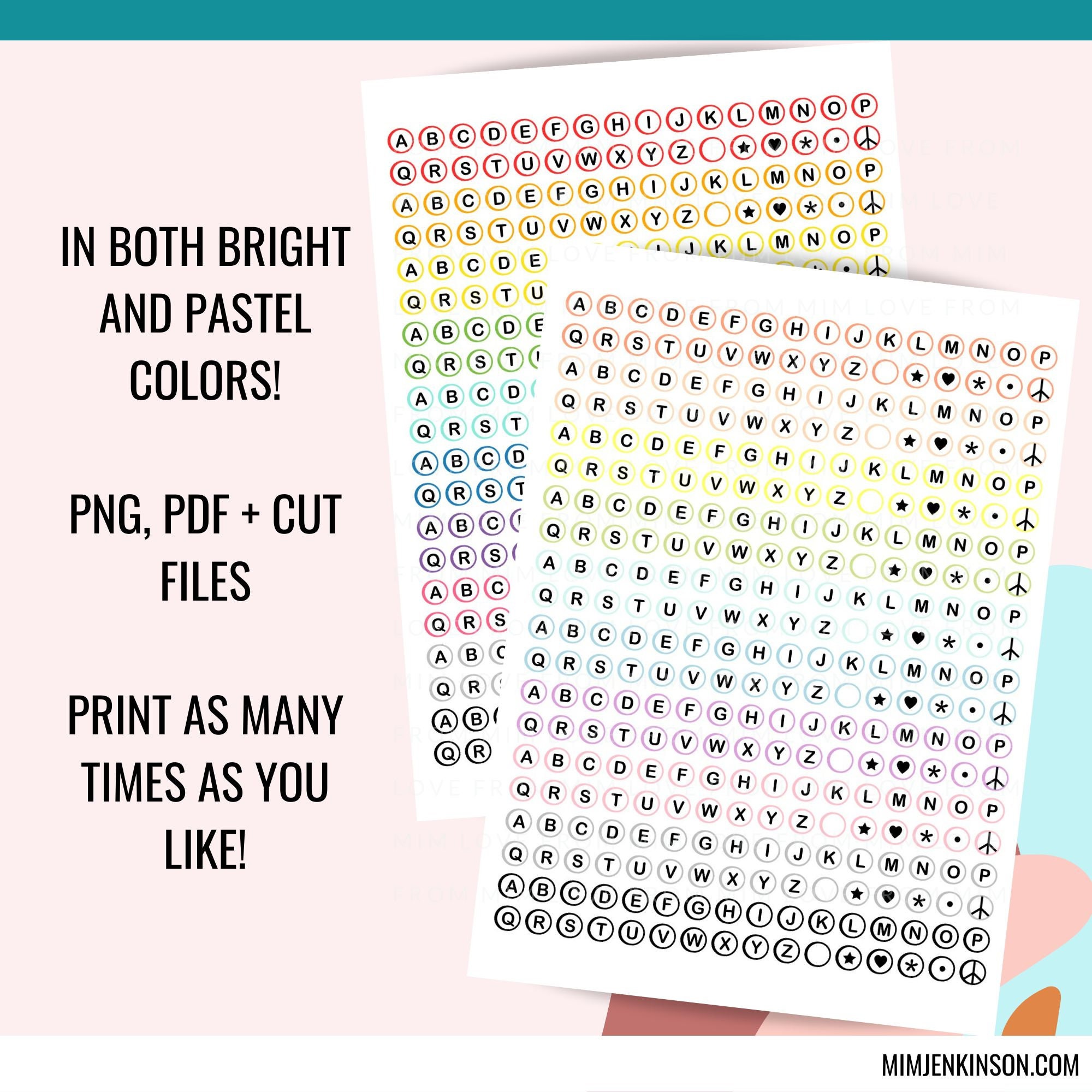 Printable Friendship Bracelet Stickers, Laptop Sticker, Alphabet Bead ...