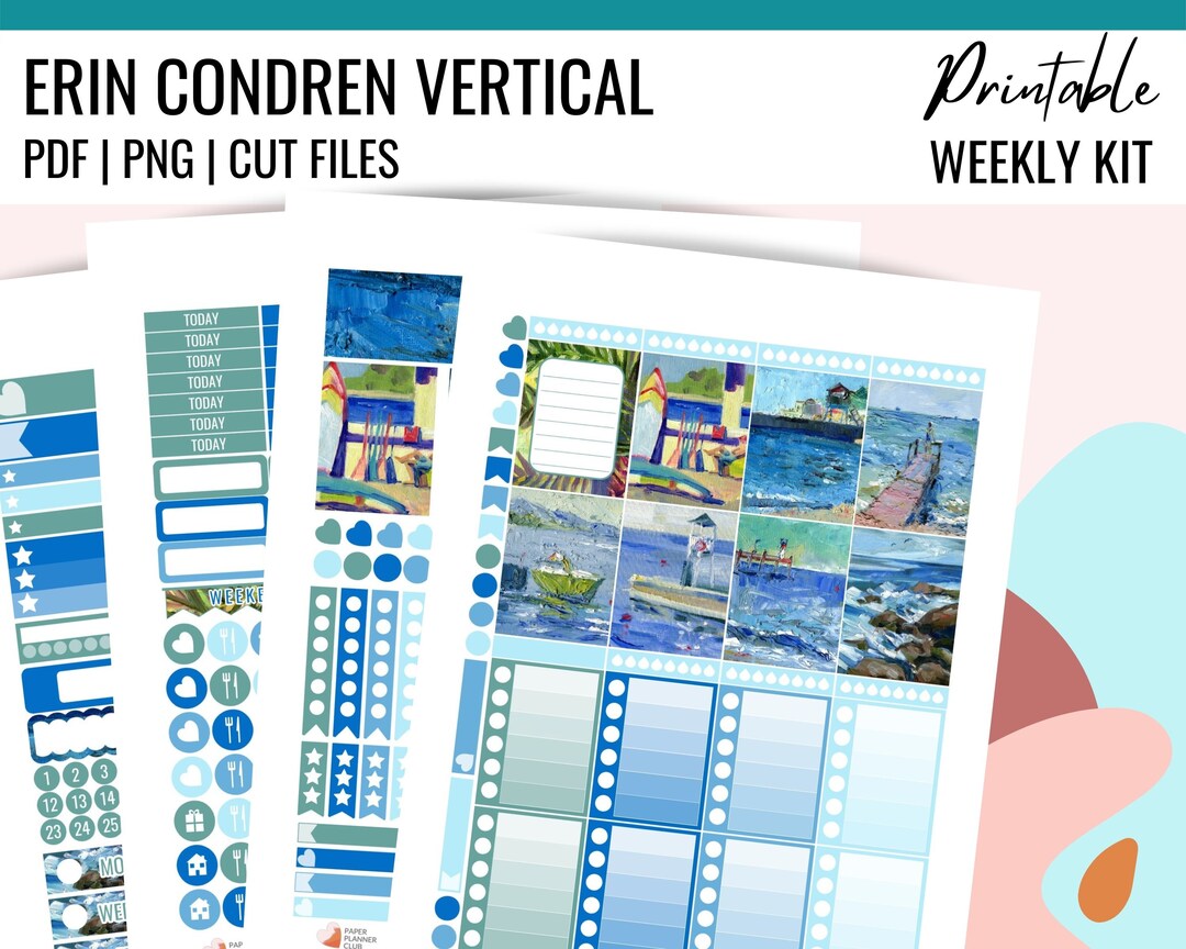 PRINTABLE BEACH Planner Stickers, Weekly Planner Kit Erin Condren ...
