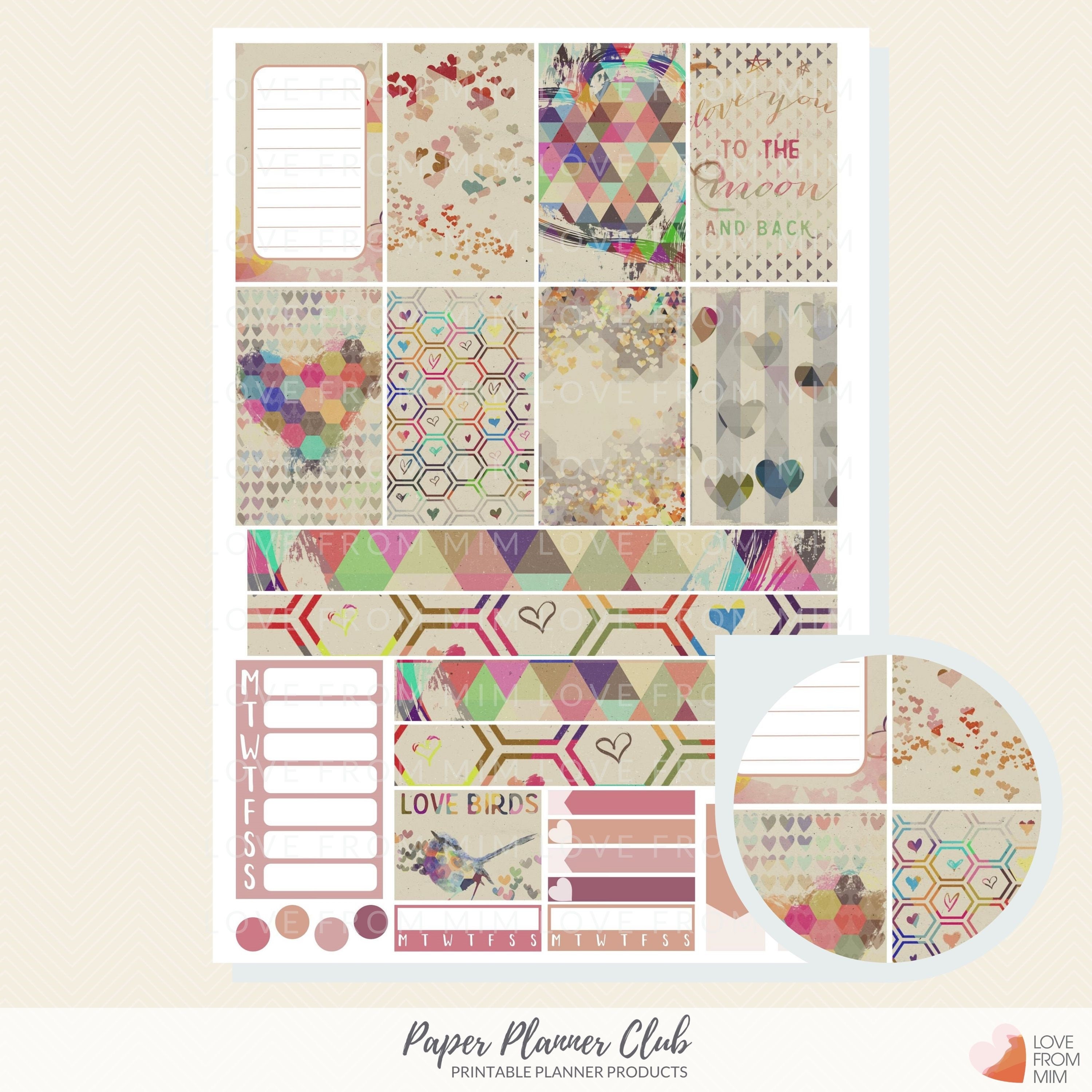 PRINTABLE HEARTS Planner Stickers, Weekly Planner Kit Happy Planner ...