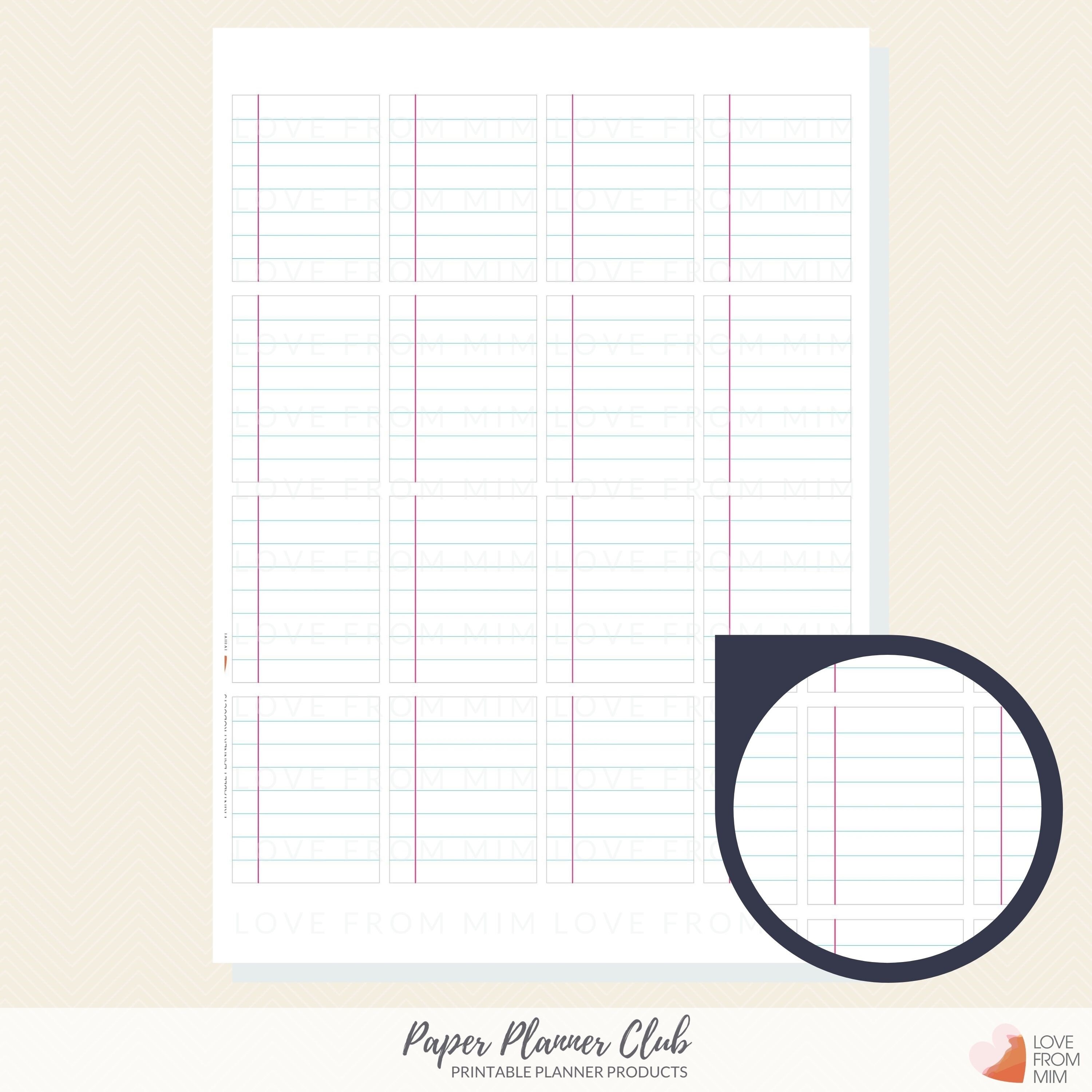 Printable LINED NOTEBOOK Paper Full Box Planner Stickers Cut - Etsy