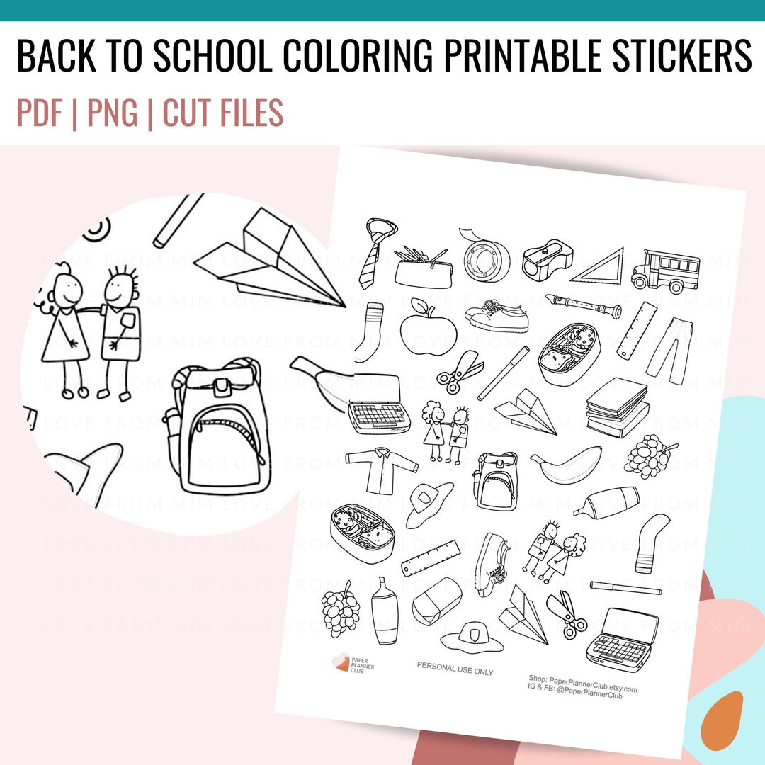 BACK TO SCHOOL Printable Planner Stickers, Coloring, Teacher, Student ...