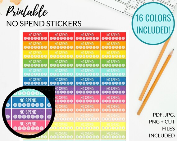 NO SPEND Printable Sticker No Spend Stickers No Spend - Etsy