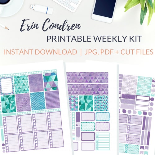 Printable Planner Stickers Erin Condren Vertical Weekly - Etsy