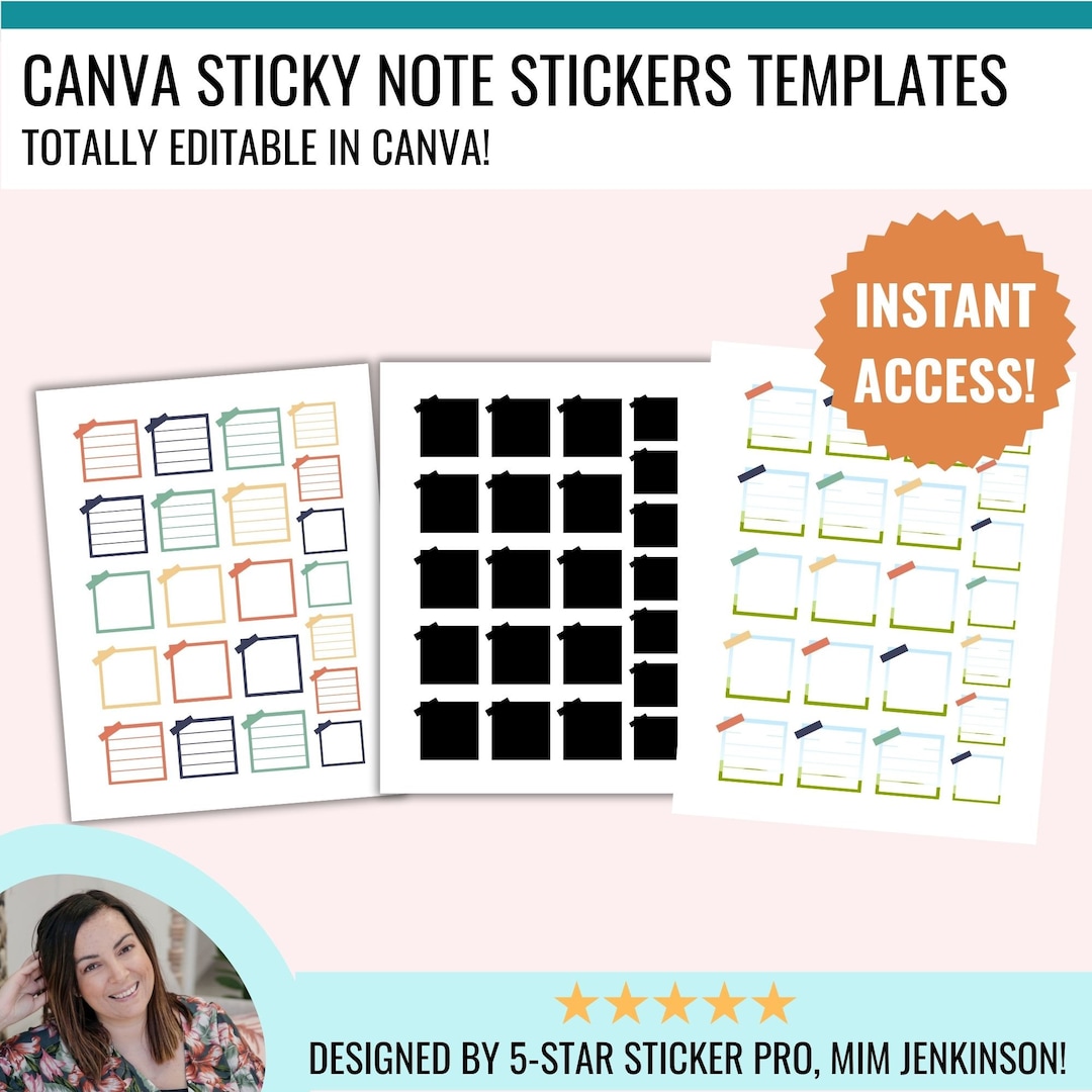 CANVA Sticky Notes Template, Editable Planner Sticker Template ...